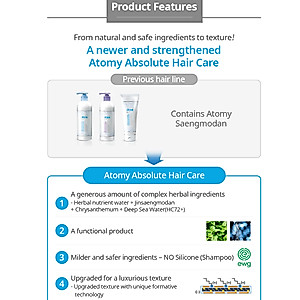 Atomy Absolute Hair Care Set (3pcs) - Shampoo, Conditioner and Hair Pack