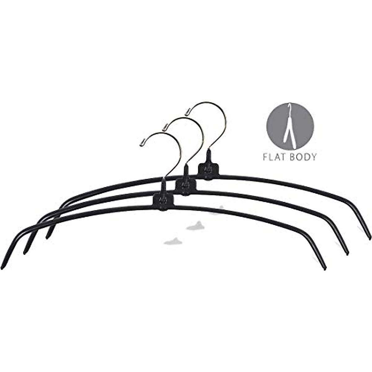 Black Rubberized Ultra-Thin Metal Hangers, Space Saving Arched Top Hangers with Vinyl Non-Slip Coating & Chrome Hook (Set of 25) by The Great American Hanger Company