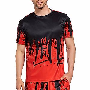 Ampeo Men's T-Shirt Graphic Short-Sleeve Athletic Running Gym Workout Casual Tee Shirts,Red,M