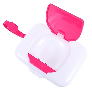 DOITOOL 1Pc Travel Wipe Dispenser Portable Wet Wipe Dispenser Container Wipes Container Wipe Holder Wipes Carrying Case for Travel (Pink)