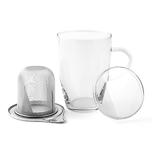 Simax Glassware Lyra Tea Cup/Glass with Strainer, 12-Ounce, 12 Ounce, Clear