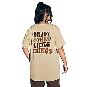 SOLY HUX Plus Size Graphic Tees for Women Oversized Tshirts Vintage T Shirts Casual Trendy Summer Loose Tops Apricot Cartoon 4XL