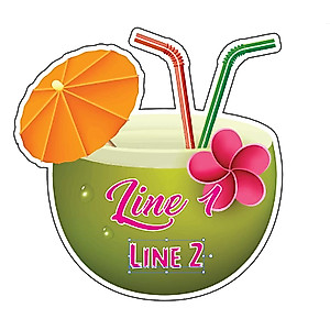 Magnet Customized for your Stateroom Door on your Disney Cruise, Carnival, Royal Caribbean, etc. - Personalized Coconut Drink with Pink Flower