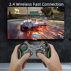 ZFY Wireless Game Controller Compatible Windows7/8/10,Gamepad with Linear Trigger(BLACK)