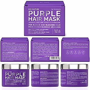 SUNATORIA NEW Keratin Purple Hair Mask- Blonde Hair Purple Toner - Repair & Nourishment Treatment for Bleached, Brassy Hair - No Yellow Tones - Deep Conditioner for Color Treated Locks