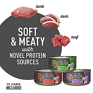 Tiki Pets 11343 Dog Petites Pate – High Protein & Grain Free Wet Food Lamb, Beef & Duck Recipes, 12 cans 3oz, Variety Pack