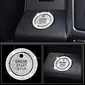 CARFIB for Ford F-150 F-250 F-350 F-450 Edge Fusion Car Bling Accessories 2021 2020 2019 Ignition Button Ring Start Stop Decals Caps Covers Pickup Truck Men Women Zinc Alloy Rhinestone Silver 2 Pack