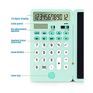 Aucanla Calculator with Notepad,12-Digit Large Display Desk Calculator,Rechargeable and Solar Basic Calculator for Office,School and Business