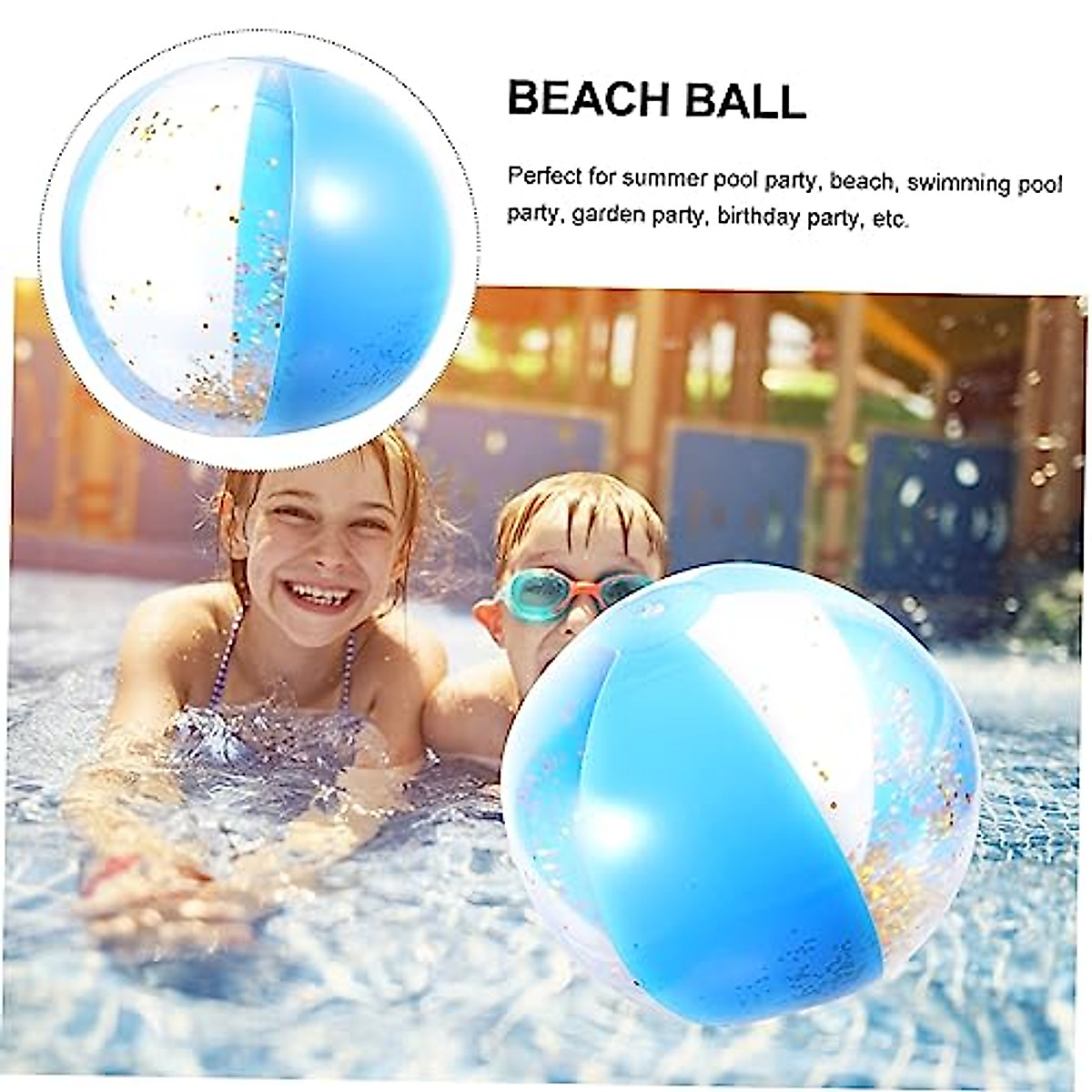 COOLHIYA 3pcs Glitter Beach Ball Beach Balls for Kids Mini Toys for Kids Pool Party Toys Pool Party Float Large Beach Ball Inflatable Glitter Beach Ball Water Inflatable Ball Football Child