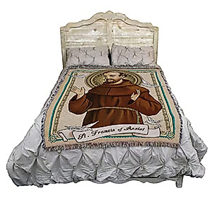 Pure Country Weavers Saint Francis of Assisi Blanket - Patron of Animals, Merchants & Ecology - Religious Gift Tapestry Throw Woven from Cotton - Made in The USA (72x54)