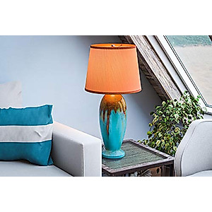 Kenroy Home 32366TEAL Tucson End Table Lamp, Teal Ceramic Glaze Large