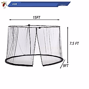 SOOSPE-MZ Mosquito Netting For 15FT Patio Umbrella Double-Sided, Screen Walls Zipper Double Door Black (for 15FT umbrella)