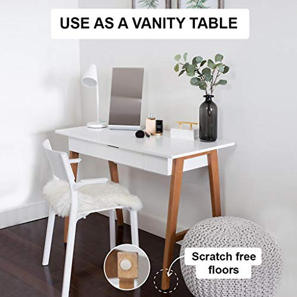 Nathan James Parker Modern Home Office, Small Writing, Computer or Laptop Desk with Drawer, White/Brown