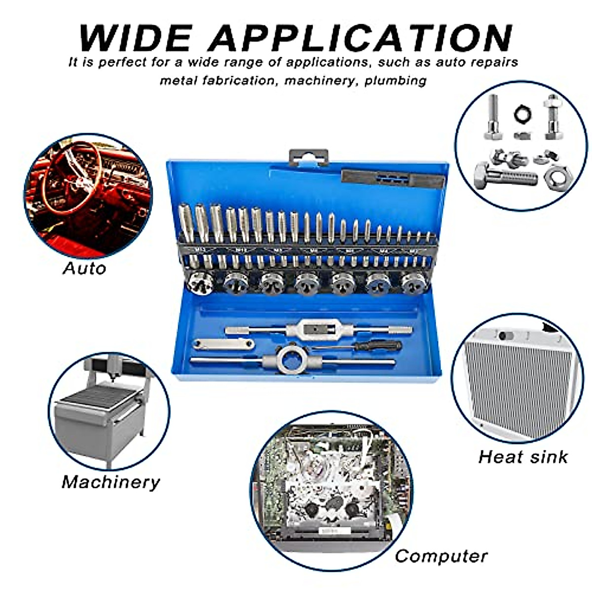 Toolly 32pcs Tap and Die Set, Metric Hardened Steel Tool Set, Essential Threading & Rethreading Tool with Storage Case Perfect for Auto and Machinery Repair