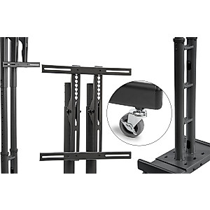 Displays2go TV Stand w/Locking Cabinet Fits Monitors 32”-65”, Collapsible w/Carry Case – Black (MBTVKDBKCRT)