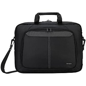 Targus Intellect Slim Slipcase Bag with Durable Water-Resistant Nylon, Two Large Exterior Pockets, Removable Shoulder Strap, Protective Sleeve for 14-Inch Laptop and Tablet, Black (TBT260)
