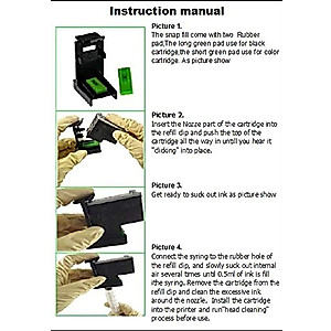 AQree 3in1 Ink Refill Cartridge Clip+ 2pcs Rubber Pads + Syringe Tool Kit for HP 60 61 62 63 65 901 67 67XL