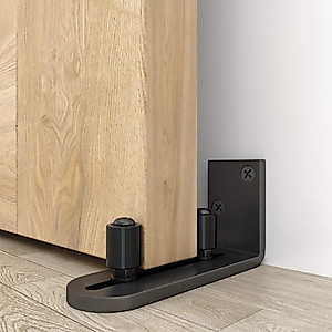 WINSOON New Sliding Barn Door Floor Guides Adjustable Stay Roller Hardware Kit,Smooth Ball Bearings,Flat Bottom Design,Flush with Floor, Wall Mount Roller Guide for Small Space,Black