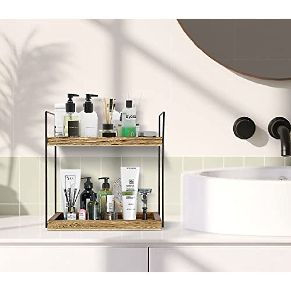 2 Tier Bathroom Counter Organizer, Bathroom Organizer Countertop, Kitchen Spice Rack Kitchen Counter Organizer, Over Toilet Storage Organizer, Coffee Bar Organizer Kitchen Counter Storage Shelf