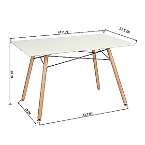 COZYCASA Dining Set 5 Piece 4 Chairs and 1 Table Scandinavian Modern Style Fabric Dining Kitchen Chair & Solid Wood Table Accent Set for Living Dining Room Club Guest Set for 4 Gray chair & White Desk