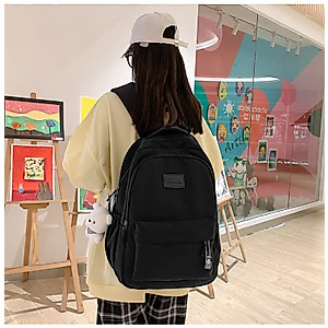GRYPIT Kawaii Cute Backpack with Cute Accessories Kawaii Aesthetic Backpack with Bag Charm (Black)