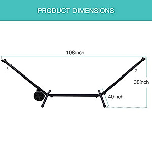 Wilsall Portable Hammock with Stand Included Double Free Standing Amacas con Base para Patio Steel Camping Hamaca Heavy Duty