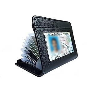 JahyShow 36 Slots Credit Card Holder Wallet Zip Leather Card Case RFID Blocking