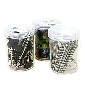 12 Plastic Containers with Rounded Screw-Top Lids - Crafting Beading Sewing Jewelry Organizers