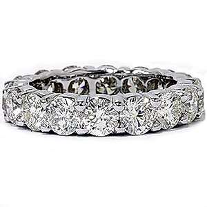 3 CT Round Shape White Cubic Zirconia Eternity Wedding Engagement Anniversary Band Ring in 14K White Gold Plated 925 Sterling Silver (3 Cttw) Ring Size -10.5
