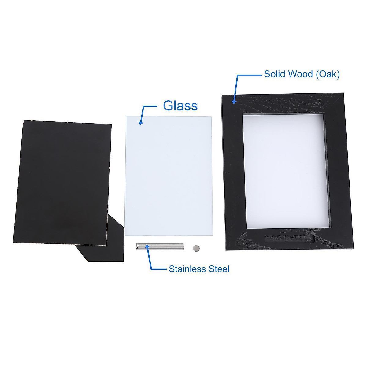 HLmjever Memory Picture Wood Frame 7'' Photo With Stainless Steel Cylinder Cremation Urn For Lovers to Keep Memories Alive, Mini Keepsake with 5'' x 7'' Oka Wood Black Photo Frame Gift