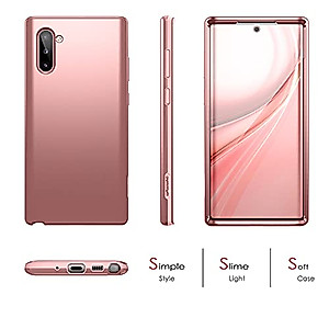 SURITCH Phone Case for Samsung Galaxy Note 10 Front Cover with Built-in Screen Protector Shockproof Full Body Protection Lightweight Slim Soft TPU Bumper Protective Cover, Matte Rose Gold