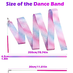 HiUnicorn 14PCS Sparkling Dance Ribbon for Kids Girls Princess Mermaid Ballet Ballerina Gymnastics Birthday Party Favors Decorations, Kids Twirling Streamer Ribbon Dancer Wands for Outdoor Toys