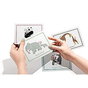 Twigs Paper Baby Shower Congratulations Cards with Envelopes for Mothers, Fathers, and Couples, Set of 12, Personalized Blank Cardstock, Celebration Welcome for Boys and Girls, Made in USA