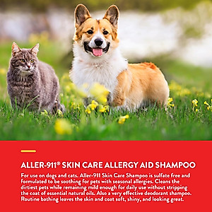 NaturVet Aller-911 Skin Care Allergy Aid Pet Shampoo With Aloe Vera – Pet Health Supplement Shampoo & Grooming Aid for Dermatitis, Dog Skin Allergies, Itching, Hot Spots, Cat Rashes – 16 Oz.
