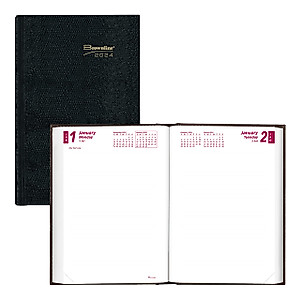 Brownline 2024 Traditional Daily/Monthly Planner, Untimed Journal, 12 Months, January to December, Perfect Binding, 7.5" x 5", Black (CB387.BLK-24)