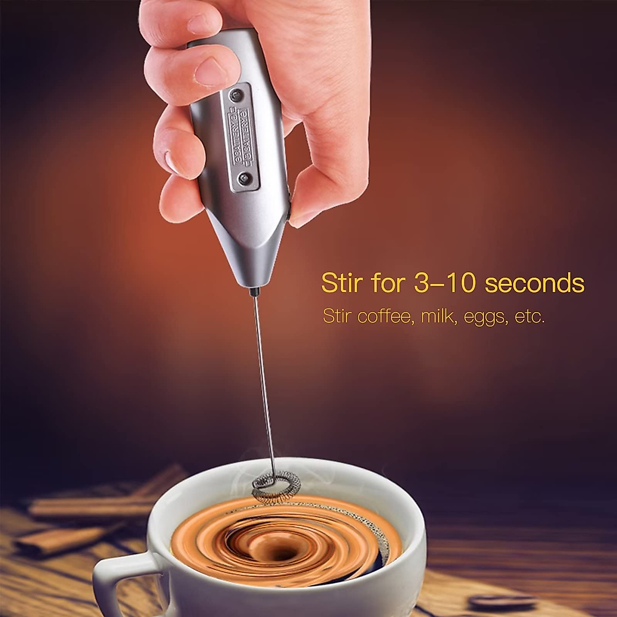 Superior 2Pcs Milk Frother Handheld Electric Milk Frother Kitchen Drink Foamer Whisk Mixer Stirrer Coffee Cappuccino Creamer Whisk Frothy Blend Whisker Egg Beater(Black&White)