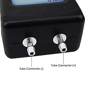 Manometer, Dual-Port Manometer Gas Pressure Tester, Professional Digital HVAC Air Pressure Meter, Differential Pressure Gauge with LCD Display Backlight, Extension Hose,Data Record Funtion