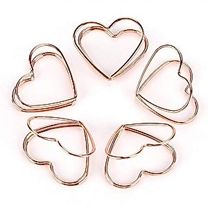 5pcs Paper Clips Rose Gold Color Metal Electroplating Heart Shape Page Marker Funny Bookmark Clip for Office Supplier School Student