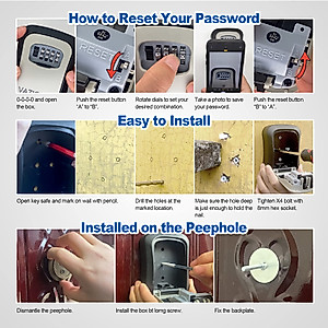 Vazioyar Key Lock Box for Outside, Portable Waterproof Wall Mounted Resettable 4-Digit Combination Key Storage Lockbox, 5 Keys Capacity Key Safe Lock Box for Home,Garage, Office, Dorm