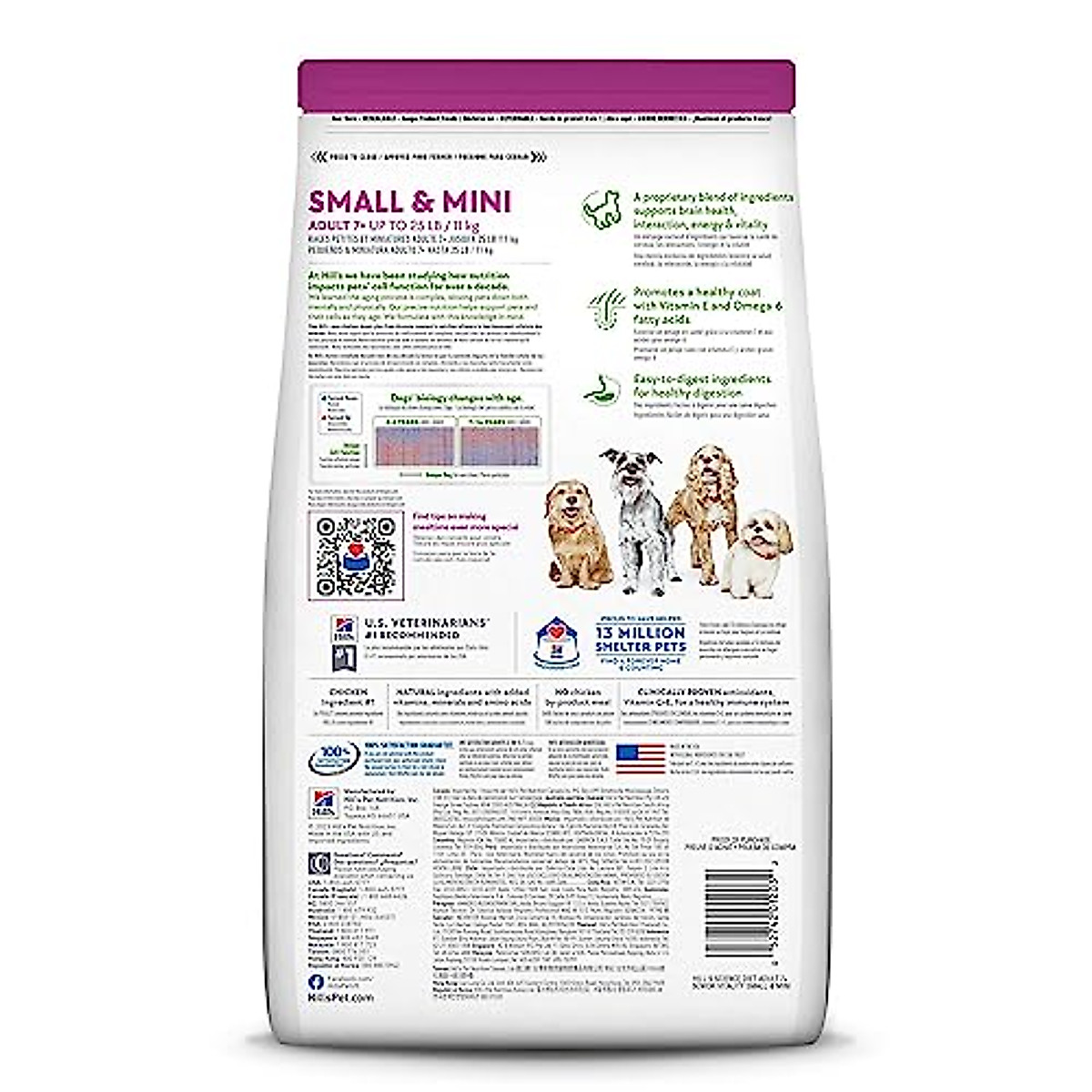 Hill's Science Diet Adult 7+ Senior Vitality Small & Mini Dry Dog Food, 12.5 lb. Bag