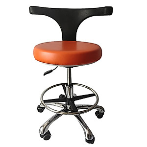 GUNEL Medical Dental Rolling Stool with Backrest, Ergonomic Dentist Chair Lab Seats Adjustable 360 Degree Swivel PU Leather Lift Chair Assistant Stool Chair (Color : Orange)
