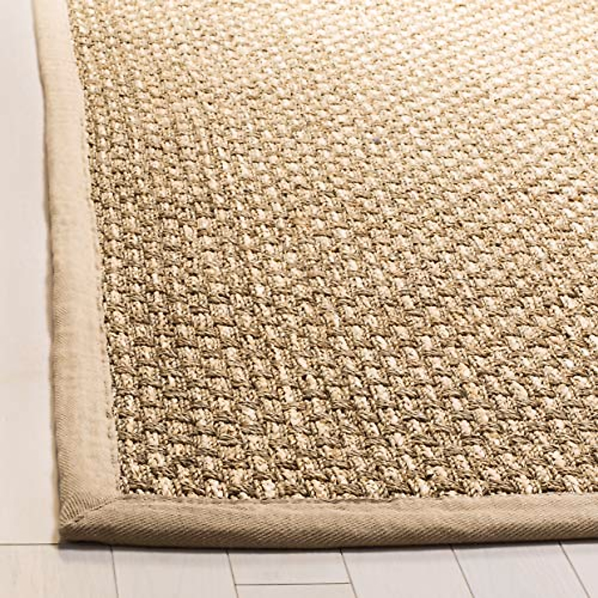 Safavieh Natural Fiber Collection 2'6" x 8' Beige NF118A Border Basketweave Seagrass Runner Rug