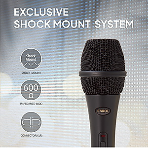 CAROL GS-67 Dynamic Vocal Microphone Supercardioid Handheld Mic, with Shock Absorber Effect for Presentation and Home Entertainment, Recording, Live Performance w/ 14.8ft XLR to 1/4"(6.35mm) Cable