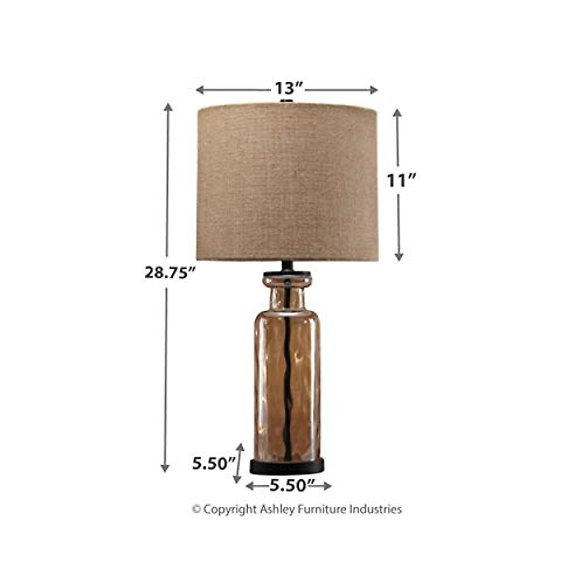 Signature Design by Ashley Laurentia 28.75" Modern Neutral Glass Table Lamp, Champagne