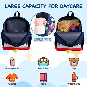 HWJIANFENG Kid Backpack Dinosaur Backpack Toddler Boy School Bag with Safety Rope Kindergarten Daycare Book Bag