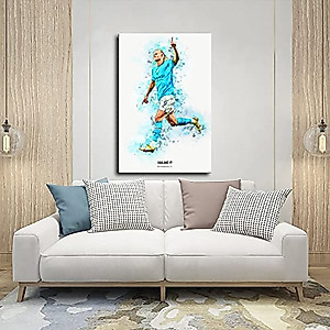 Erling Haaland Posters for Walls Man City Soccer Poster Canvas for Bedroom The Wall Art Unframe-style 16x24inch(40x60cm)