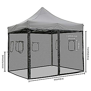 Yescom EZ Pop Up Canopy Mesh Sidewall with Window for 10ft Commercial Party Tent Vendor Food Shelter, 4pcs Sidewall Only