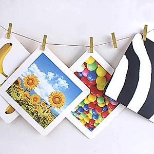 Mini Gold Clothespins - 50pcs Small Natural Wood Clothes Pin with Jute Twine for Photos Display,Gift Wrapping, Hanging Pictures Paper, Baby Clothes Pins,Small Clips for Home School Arts Crafts Decor