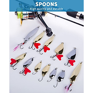 GOANDO Fishing Lures 380Pcs Gear for Bass Trout Salmon Kit Tackle Box with Plugs Jigs Crankbaits Spoon Poppers Soft Plastics Worms and More Accessories Gifts Men