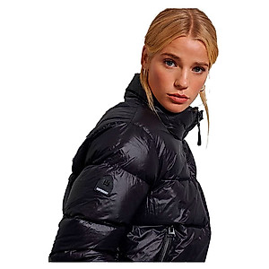 Superdry Womens Luxe Alpine Down Padded Jacket, Main Zip Fastening Black Size 10